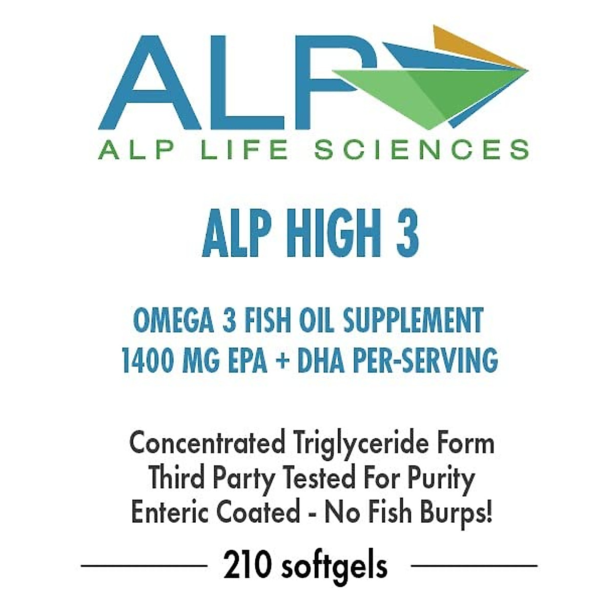 ALP High-3 Omega 3 Fish Oil Supplement - 210-Count