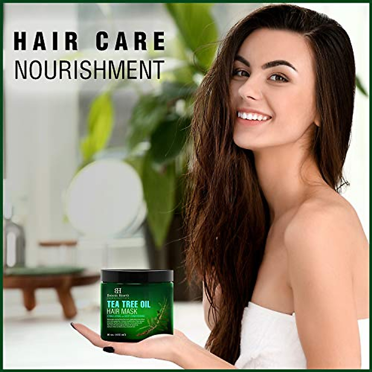Botanic Hearth Tea Tree Hair Mask & Deep Conditioner, Moisturizes & Protects Hair & Scalp - with Soy Protein, Vitamin E, Collagen, Keratin & Coconut Oil - 16 oz (Packaging May Vary)