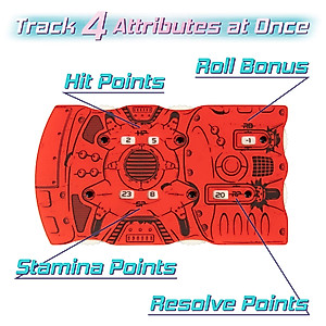 5-Pack Sci-Fi Pocket Health Trackers - Space Alien, Retro Tabletop RPG Role Playing Game Accessory - Character HP Tracker Compatible with Starfinder and Dungeons & Dragons