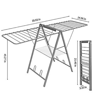 APEXCHASER Ultra Thin Drying Rack – Foldable Clothes Drying Rack with Enhanced Capacity - Convenient and Space-Saving, with Adjustable Wings.