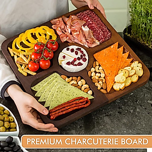 CG Home Heat-Treated Wooden Beech Large Cheese Board, Large Charcuterie Board Platter Unique Housewarming & Bridal Shower Gift Serving Solid Tray Sturdy & Durable