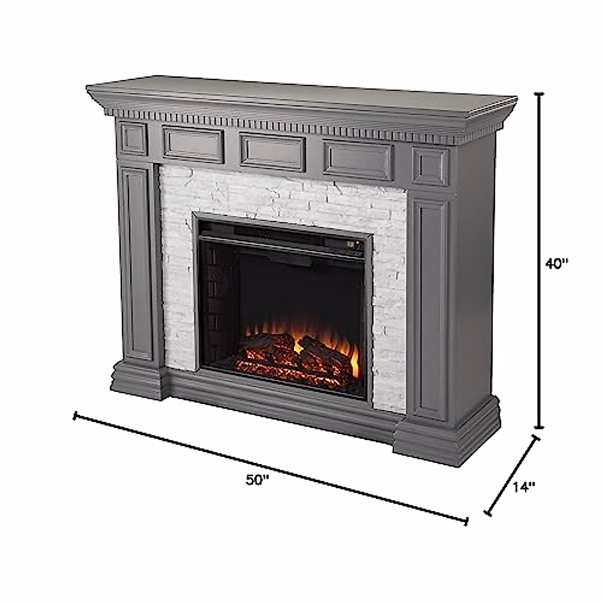 SEI Furniture Dakesbury Faux Stacked Stone Electric Fireplace, Gray