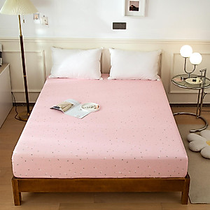 EAVD Vintage Style Garden Pink Floral Duvet Cover Set 1 Queen Duvet Cover + 2 Matching Pillowcases+ 1 Queen Bed Fitted Sheet Soft Cotton Bedding Set