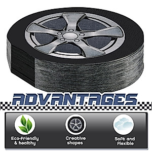 Henoyso 100 Pcs Tire Napkins Classic Race Car Wheel Paper Napkins for Race Car Baby Shower Birthday Party Decoration Supplies, 2 Ply