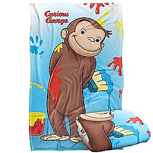 Trevco Curious George Paint Silky Touch Super Soft Throw Blanket 36" x 58"