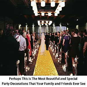 ShinyBeauty Gold Aisle Runners 2FTx15FT Carpet Runner for Party Glitter Runner for Wedding Aisle Runner Gold N105
