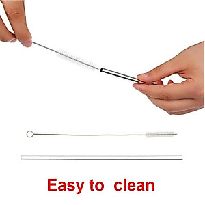 Set of 8pc Reusable Stainless Steel Straws with Travel Case Cleaning Brush Silicone Tips Eco Friendly 8.5" Metal Straws Drinking for 20 24 30 oz Tumbler