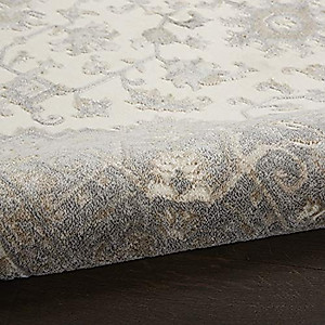 Kathy Ireland Grand Villa Persian Light Grey 8' x 10' Area -Rug, Easy -Cleaning, Non Shedding, Bed Room, Living Room, Dining Room, Kitchen (8x10)