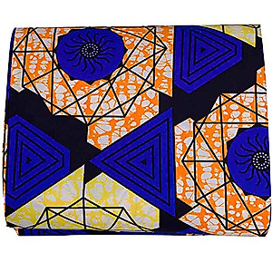 BintaRealwax 100% Polyester Ankara Real Wax 6 Yards African Fabric for Party Dress FP6407