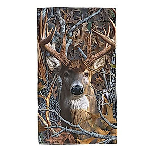 QICENIT Camo Buck Deer Hand Towel Ultra Soft Highly Absorbent Decorative Bathroom Face Towels for Kitchen Hotel Gym Spa(15.7" X 27.5")