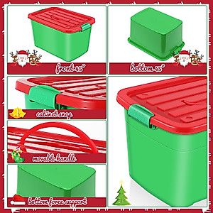 Abbylike 33 Quarts Christmas Storage Bin Holiday Seasonal Storage Totes with Lids Red Green Christmas Ornament Storage Containers for Christmas Home Organization Holiday Decoration(4 Packs)