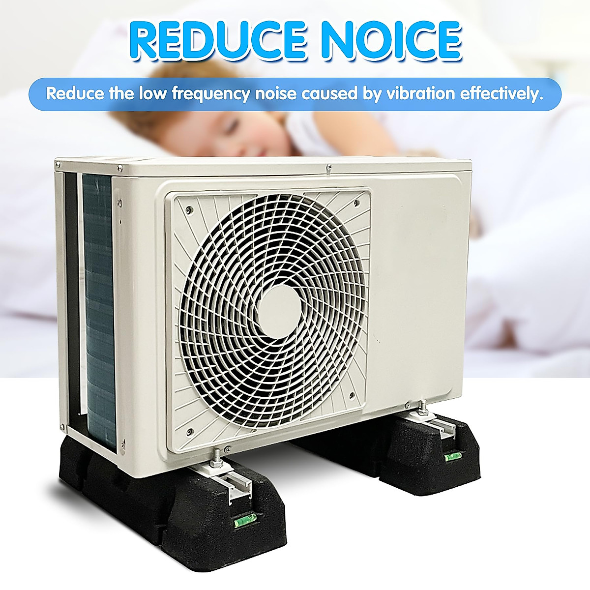 Air Jade Floor Mounting Base Kit for Ductless Mini Split Air Conditioner Condensers, Rubber Anti-Vibration Isolator Mount, Support Up to 1100 lbs, 9,000-36,000 BTU