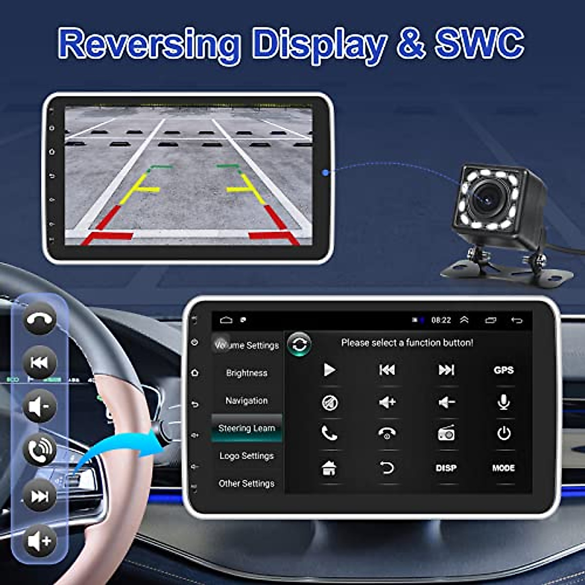 Android 11 Single Din Car Stereo with Wireless Apple Carplay Android Auto, 10.1 Inch HD Touchscreen Car Radio Audio with GPS Navigation, Bluetooth, Subw, WiFi, USB, SWC, HiFi, FM+Backup Camera