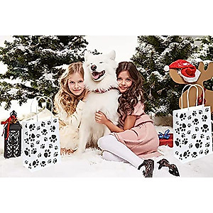 YYaaloa 30pcs Small Gift Bags with Handle Bulk Paw Print White Party Favor Paper Shopping Bags for Kids Birthday Xmas Party Supplies Retail Bags (Paw Print White, Small 30pcs)