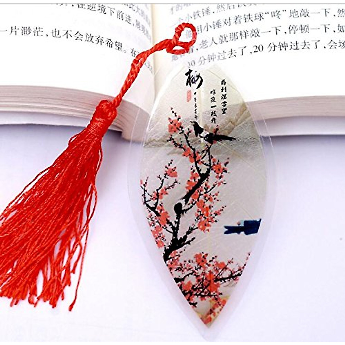 Fascola Chinese Style Leaf Bookmarks 4 Pcs, Mini Creative Book Mark,Plum Flower(mei),Orchid (LAN),Bamboo(zhu),Chrysanthemum (ju) Bookmark Creative Gift