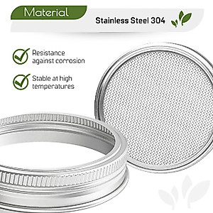 2PCS Stainless Steel Sprouting Lids – Regular Mouth Mason Jars Lids for Germination Kit Mason Jar Mesh Lids for Sprouts Grow Kit Sprouting Jar Lids for Growing Broccoli Alfalfa Mung Bean Sprouts