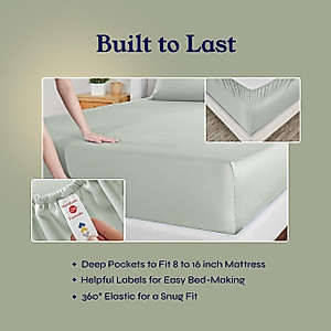 California Design Den Full Size Sateen Sheet Set - 100% Extra Long Staple Cotton 500 Thread Count, Silver Sage Sheet Set, Lightweight Bed Set for Ultimate Comfort, Deep Pocket Fits 16 Inch Mattresses