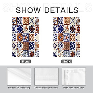 Double-sided garden flag Ceramic Moroccan Mexican Talavera Tiles Outdoor Flag Garden Flag Yard Outdoor Decoration （12×18in）.