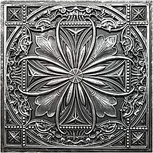 Faux Tin Glue up or Drop in Ceiling Tile TD10 Vintage Tin. Pack of 10 2'X2' tiles ~ 40 sq.ft. Easy to install PVC panels.Great for antique vintage look ceiling, 3D wall decor, DIY accent wall