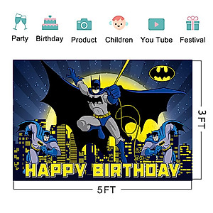 Hero Backdrop for Birthday Party Decorations Blue Background for Baby Shower Party Cake Table Decorations Supplies Superhero Theme Banner 5x3ft