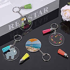 Acrylic Blank Keychains, Shynek 200 Pcs Clear Keychain Blanks for Vinyl with 50 Pcs Acrylic Blanks, 50 Pcs Keychain Tassels, 50 Pcs Key Rings with Chain and 50 Pcs Jump Rings