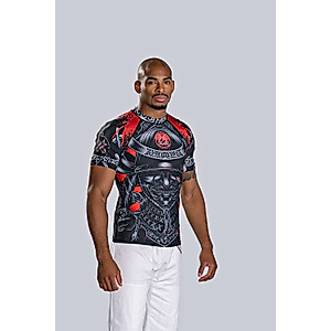 Ronin Samurai Blackout Ghost Rash Guard base layer Compression Shirt for Bjj MMA Grappling (Med)