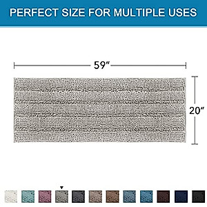 H.VERSAILTEX Item Striped Chenille Rug Pack 2-20" x 32"/17" x 24" and Pack 1-59" x 20" Bundle, Dove