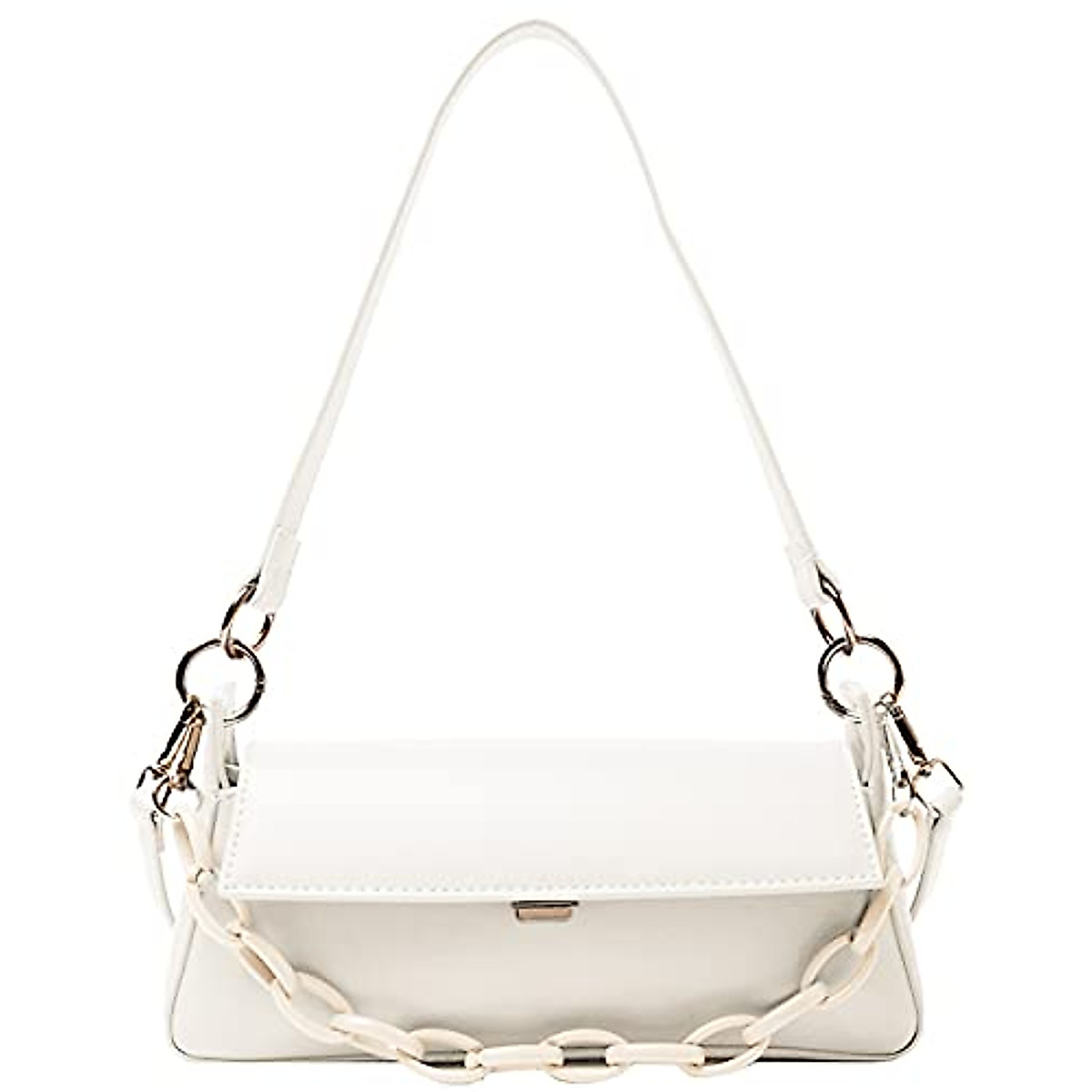 GRACE KARIN Women Shoulder Bag Crossbody Removable Strap Leather White Chain Handbags Medium