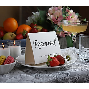20 Pack Modern Reserved Table Sign With Name Line - Reserved Signs For Wedding - White Reserved Signs - Wedding Accessories - Tent Cards For Reserving Seats & Places - Place Cards for Party, Event