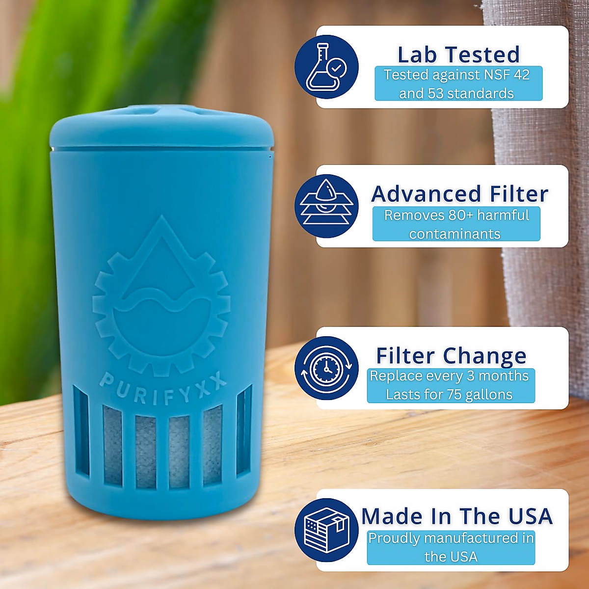 PURIFYXX | Hydropod Water Bottle Replacement Filter | Compatible with Epic Water Bottles | Easy Flow | 75gal | Lasts 3 Months | Removes Lead, Chlorine, Arsenic, VOC | Replace About 568 Plastic Bottles