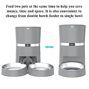 Automatic Cat Feeder, HoneyGuaridan Pet Feeder for Multiple Cats&Dog Food Dispenser with Splitter,Portion Control and Voice Recording Dual Power Apply Food Alarm (Two Way Pet Feeder)