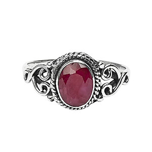 Ruby Stone Ring 925 Sterling Silver Statement Ring For Women Handmade Rings Gemstone Christmas Promise Ring Size US 11 Gift For Her