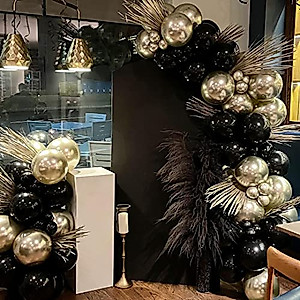 Tcwlyfc Black Balloon Garland Kit, 130PCS 18In 12In 10In 5In Different Sizes Black Latex Balloons Arch Kit for Birthday Anniversary Prom Engagement Weddings Graduation Black Themed Party Decorations