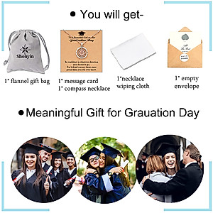 Shonyin Graduation Gifts for Her 2024, Compass Necklace College Masters Degree Cool high sch 8th 5th 6th Grade Senior middle sch Graduation Jewelry Gifts for Daughter Best Friend Niece