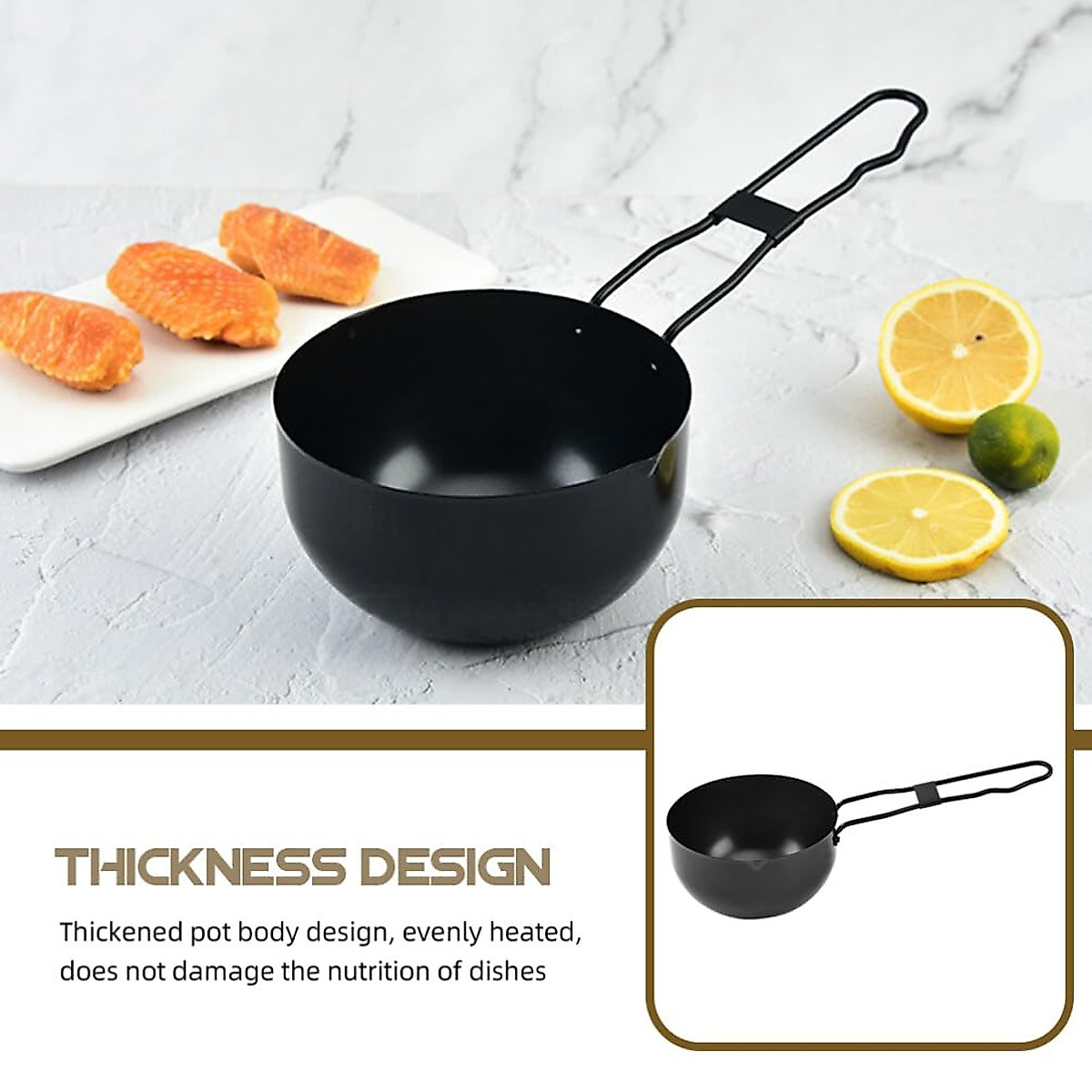 HEMOTON mini wok cast iron pot nonstick pot Metal Soup Steam Pot Egg Fried Pot Milk Cooking Pot Noodles Cooker Pot cast iron grill pan tea pan iron skillet tea tray individual Backpack