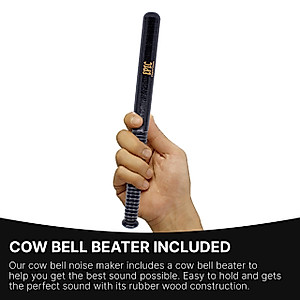 Cow bell with Handle 7 inches and 11” Cowbell Beater Stick - Made of Steel - Antique Cow bells Noise Makers for Football Games, Sporting Events, Celebrating and More (Matte Black)
