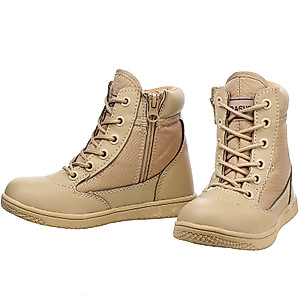 zpllsbratos Boys Girls Outdoor Ankle Hiking Boots Trekking Walking Shoes Military Work Combat Jungle Boots(Brown,Label 33-US Little Kid 1.5)