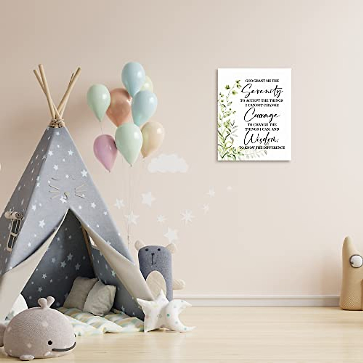 FAZAKION Christian Wall Art Inspirational Quotes, Serenity Prayer, God Grant Me The Serenity Canvas Artwork Wall Decoration (12"X15" Framed), Living Room Bedroom Home Decor -038