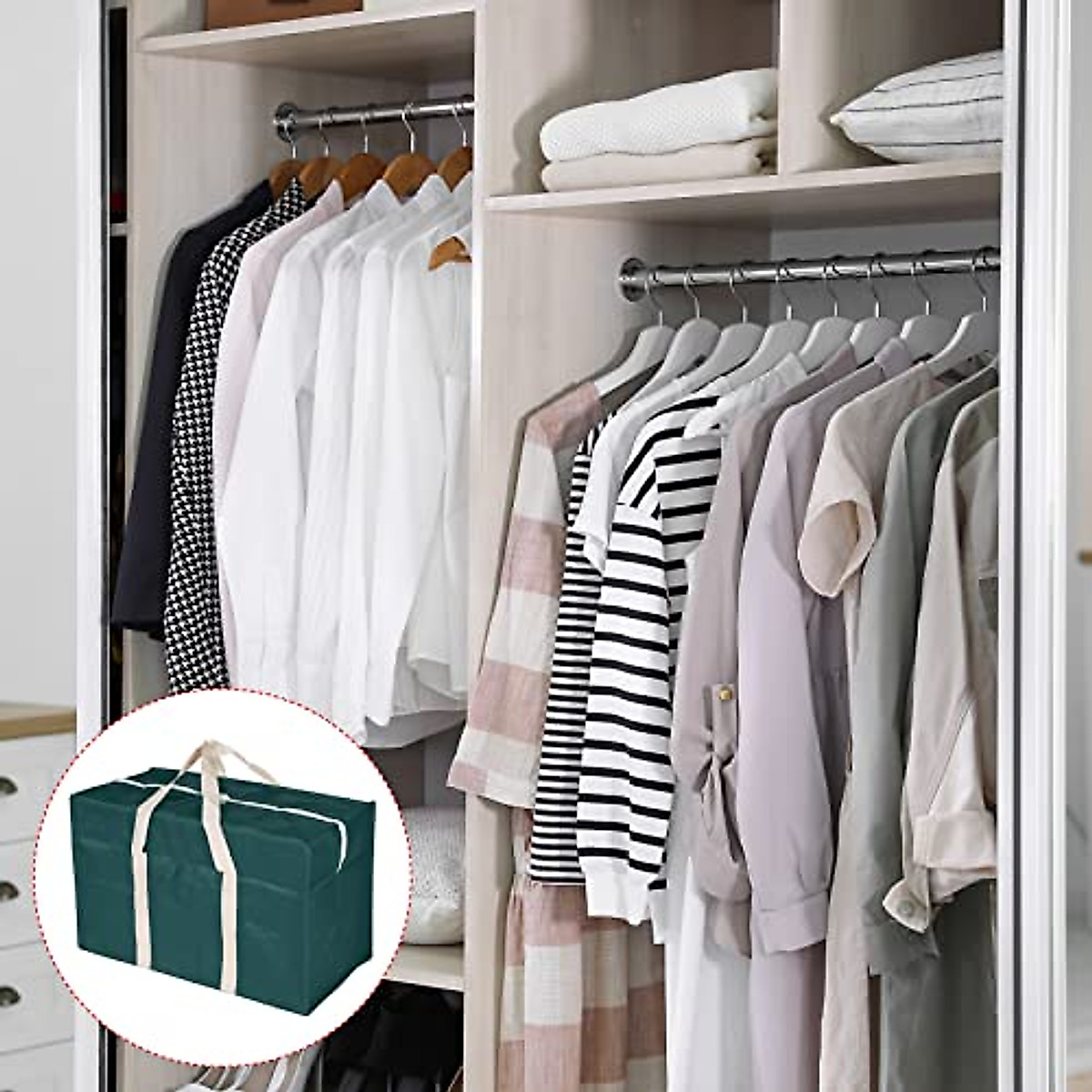 PATIKIL Closet Storage Bags, 19.7'' Length Clothes Blanket Organizer Foldable Bag with Carrying Handles for Bedding Clothing, Red