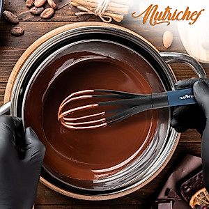 NutriChef 10-Piece Non-stick Heat Resistant Silicone Kitchen Gadgets Cookware Tools, Cooking Utensils Set with Holder, Pots & Pans Accessories NCUTL10DS (Blue/Black), 1