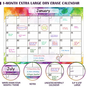 Dry Erase Calendar – Large Dry Erase Calendar for Wall, Undated Quarterly Wall Calendar, 27.8" x 40" Monthly Calendar, Reusable Laminated Calendar Whiteboard, Great Organizer for Home, Office, School