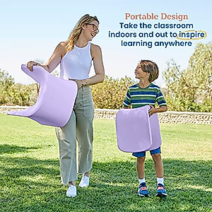 ECR4Kids Wave Seat, 14in - 15.1in Seat Height, Perch Stool, Light Purple, 2-Pack