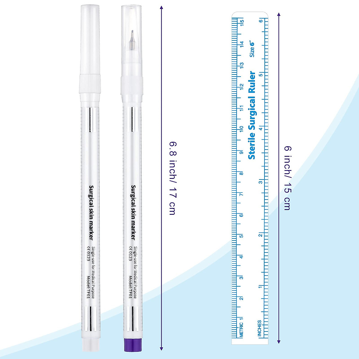 4 Pieces Skin Marker Pen Eyebrow Marker Pen Tools Microblading Accessories Marker Pen for Makeup (White, Purple,Single Head)