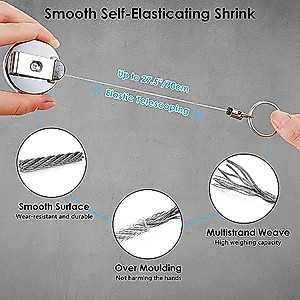 Landhoow 2 Pcs Retractable Pull Pen Pencil Holder, 27.5'' Retractable Pen Holder for Carpenters, Workers, Nurses, Waiter, Universal Pen Lanyard Retractable with Belt Clip and Key Ring (Patent Pending)