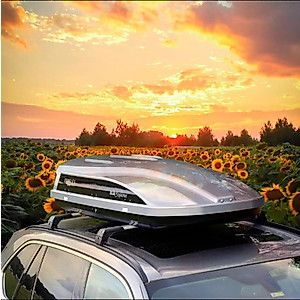 Perflex Bosphorus Rooftop Cargo Box Carrier Large 17 Cubic Feet Car Top Mount Travel Luggage Storage, Dual Side Opening, 130 Lbs Weight Capacity, Extra Keys, Straps (Black)