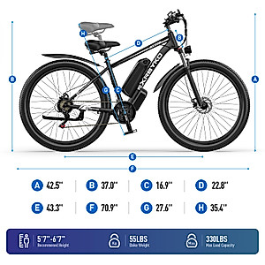 EXRBYKO Electric Bicycle, 29” Electric Bike for Adults 48V 17.5AH 840WH Battery, 1500W Peak 36mph Electric Mountain Bike, 80 Miles Ebike with 21-Speed Gears, Fast E Bike for Commuter, 330LBS Load
