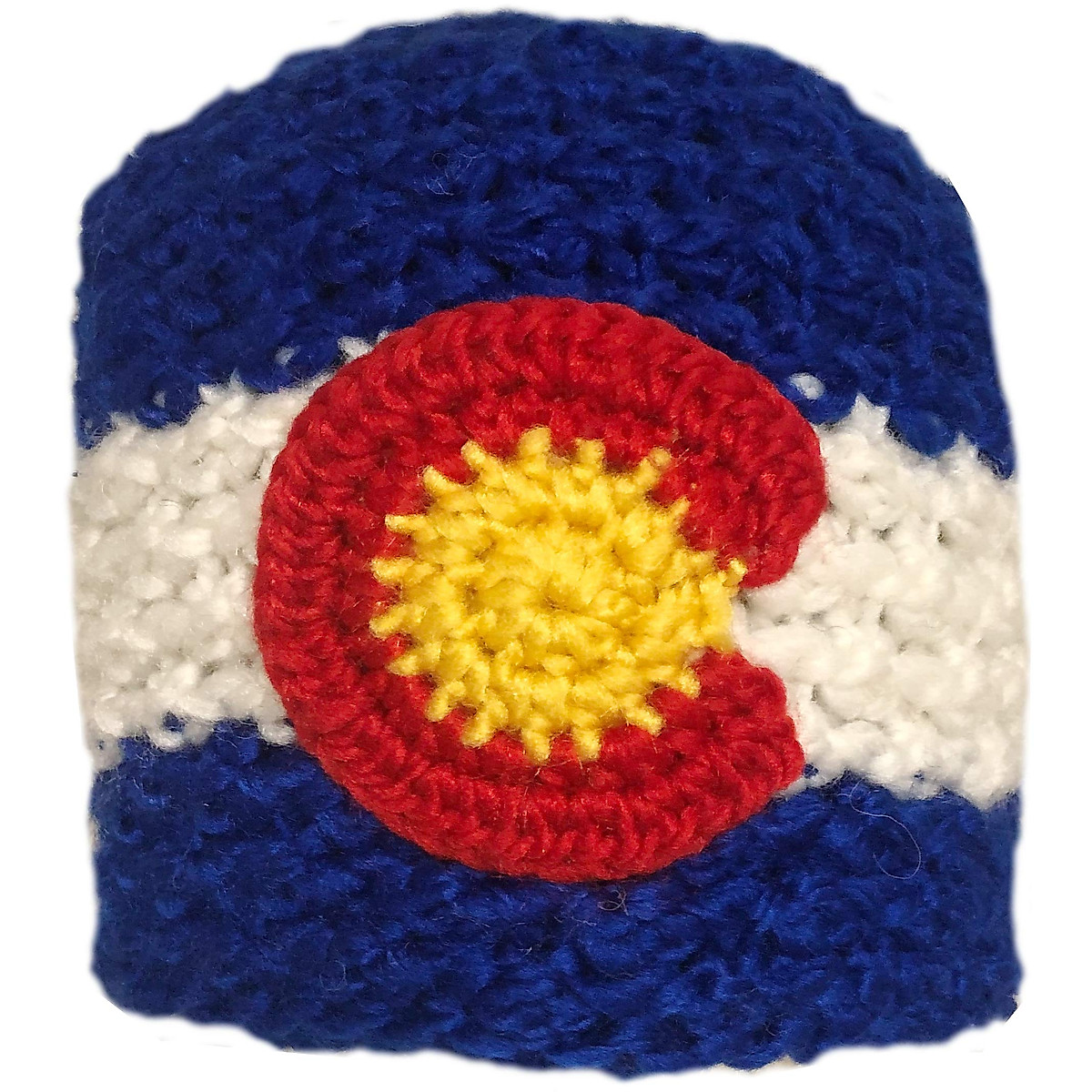 Colorado Flag Knit Fleece Lined Beanie Cap, Hand Knit Sherpa Hat (Beanie)