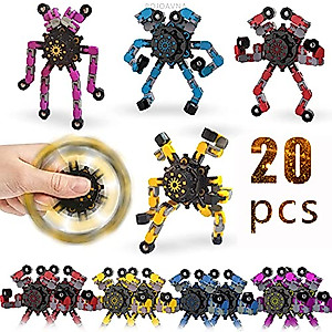 10pcs Random Colour Fidget Decompressor,DIY Deformable Robot Toys ,Decompressor ,Deformable Creative Gyro Toys,Stress Relief Chain Toy for Adults, Easter Basket Stuffers