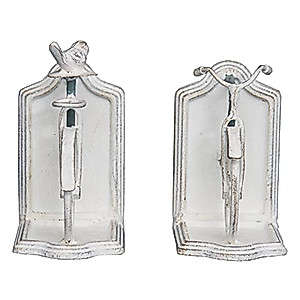 Foreside Home & Garden White Set of 2 Metal Bicycle Bookends FDDD10014, Multi