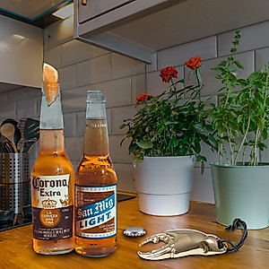 Crab Claw Beer Bottle Opener - Luxury Nautical Themed Gift for Kitchen Decoration - Gift for Wedding, Holidays, Fishermen, Beach Lovers.